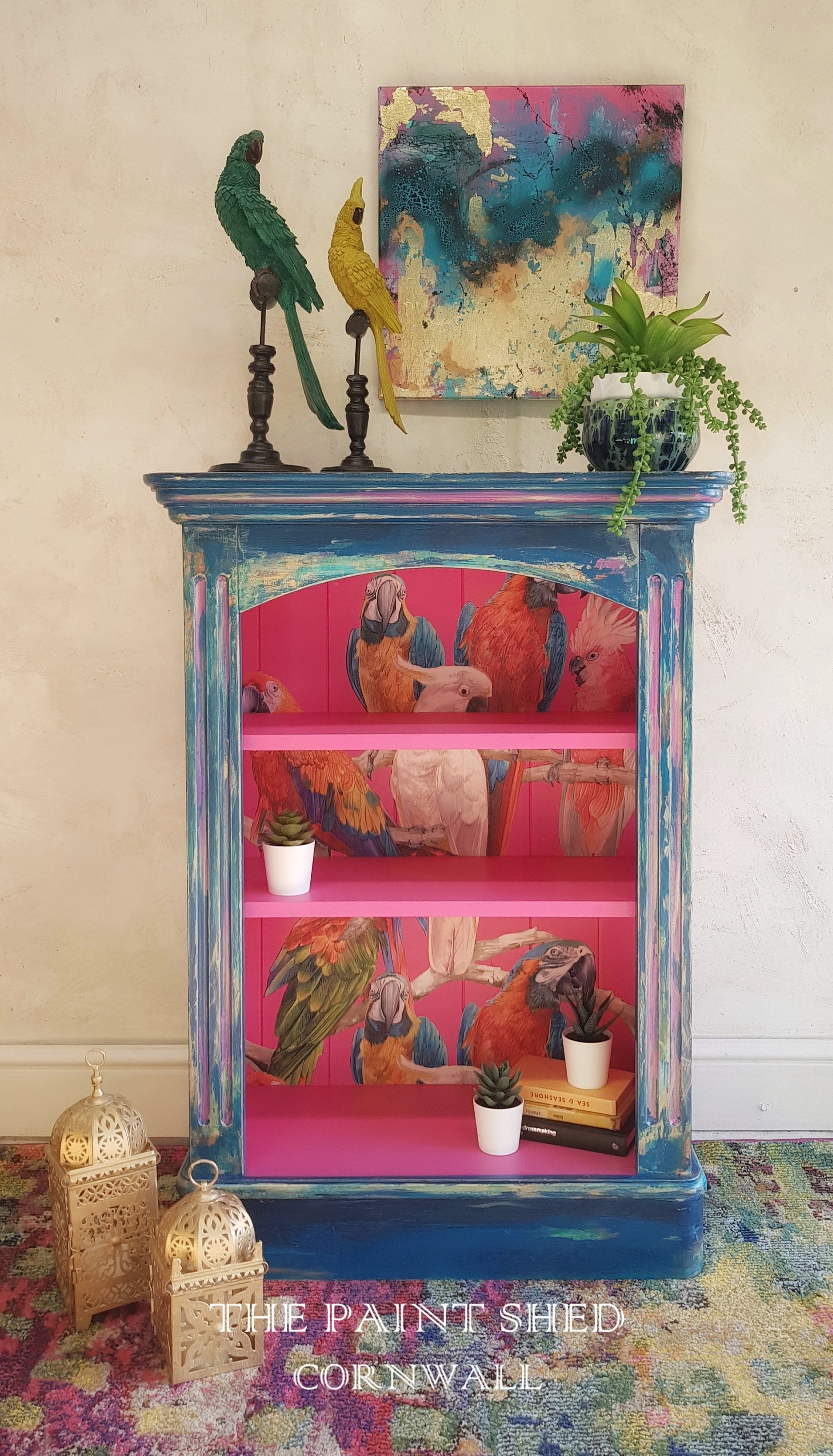 Custom Order - Bookcases - Blue - Hand Painted - Bookcase - Display ...