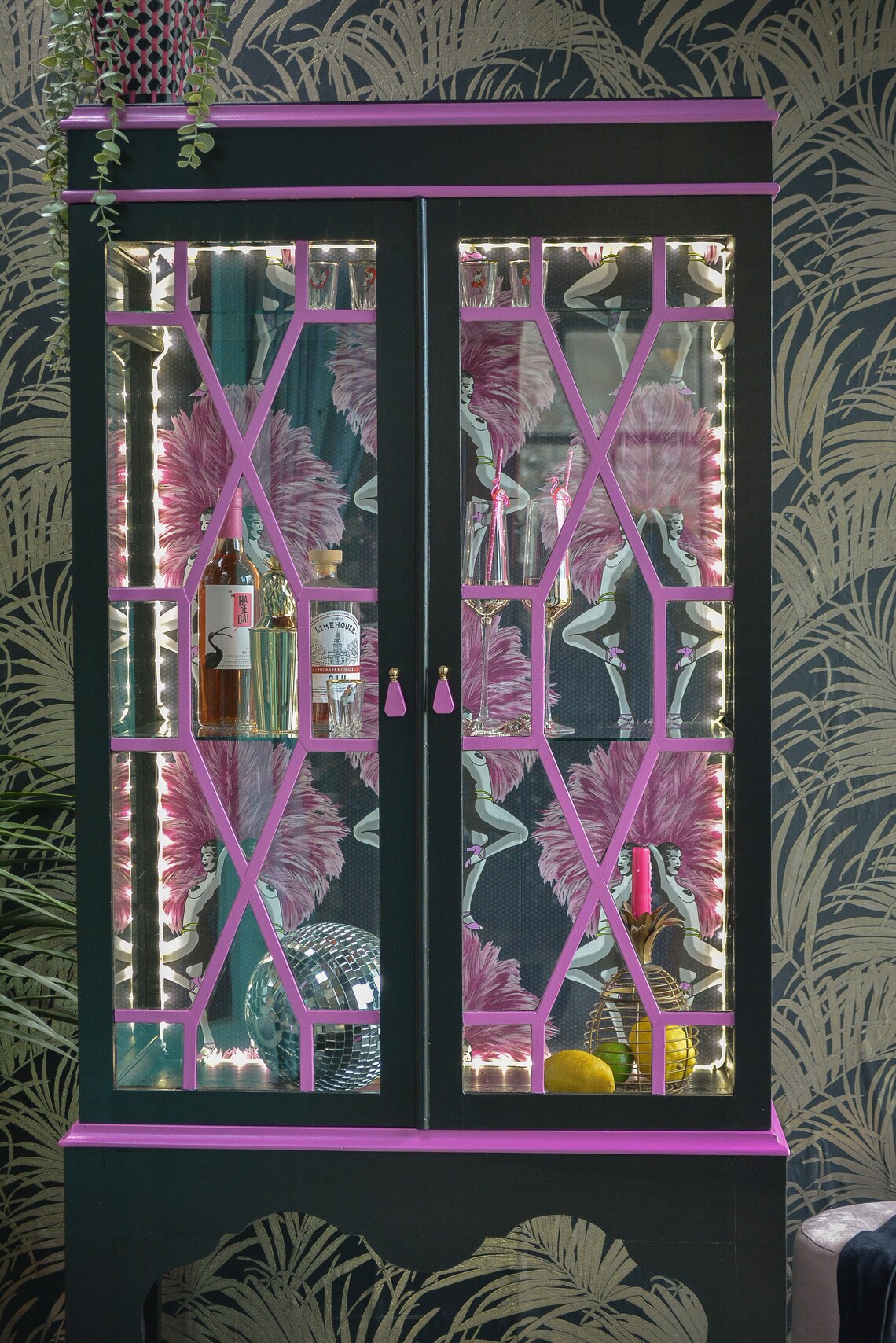 Bespoke Commission Item, Black Cocktail Cabinet With Pink Accents, Show ...