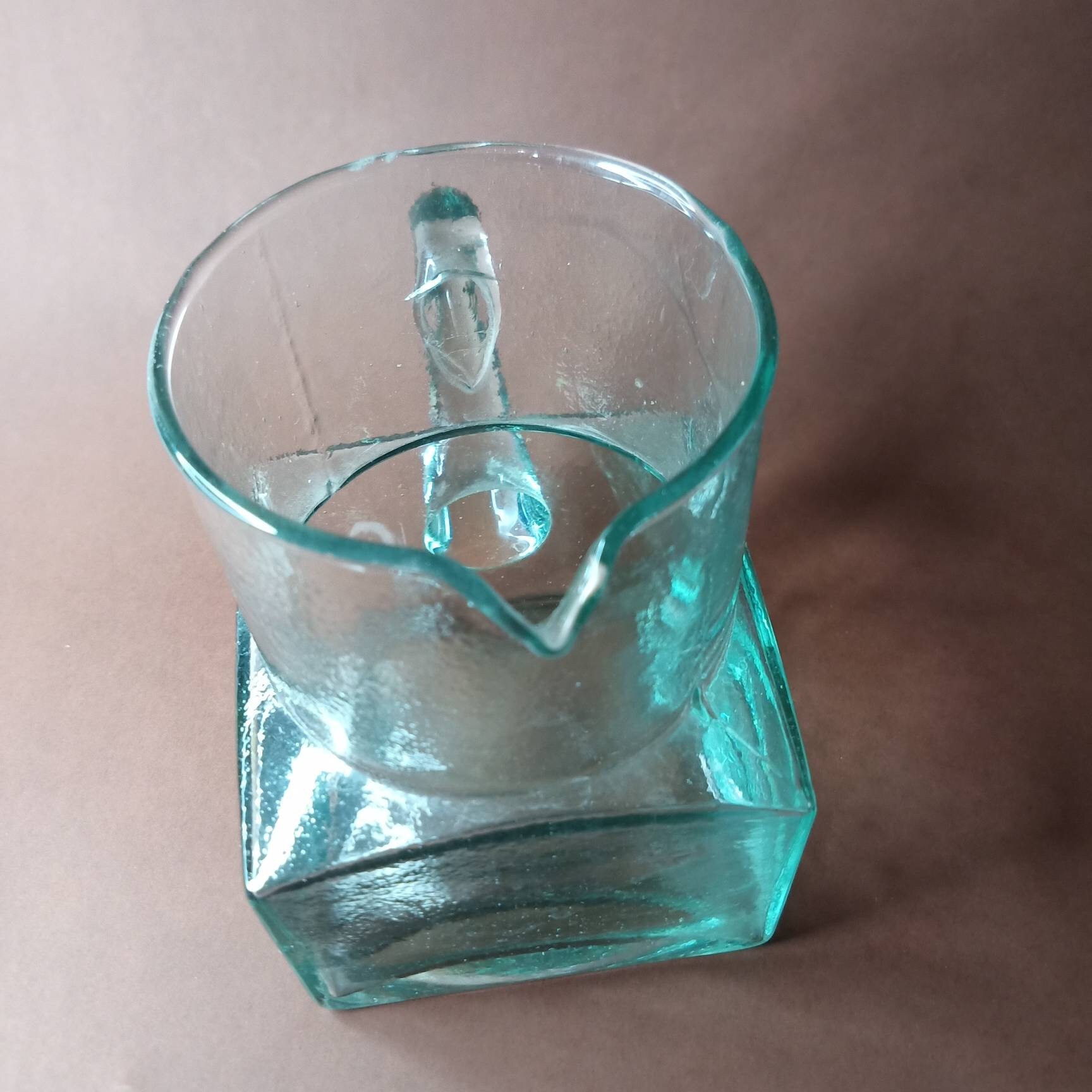 Midcentury Modern Thick Green Glass Pitcher Possible Le - Etsy