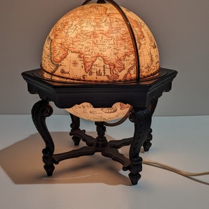 Vintage Globe Lamp, Tabletop Old World Globe Map Light, Geography Lover ...