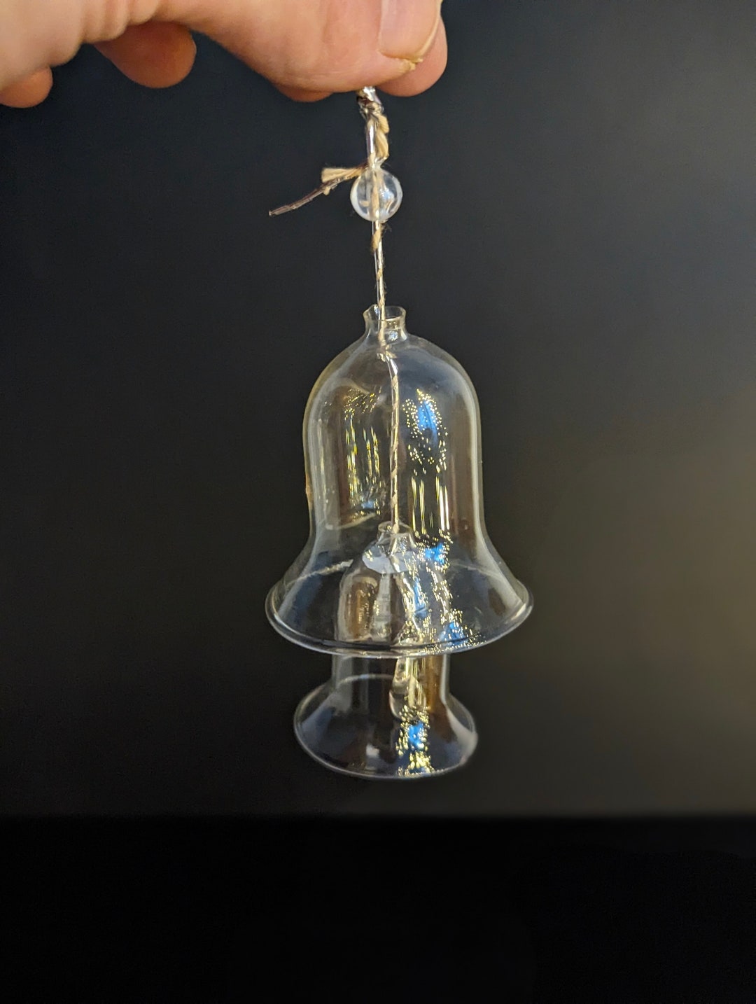 2-tier Nesting Bell, Transparent Vintage Delicate Clear Glass Ornament ...