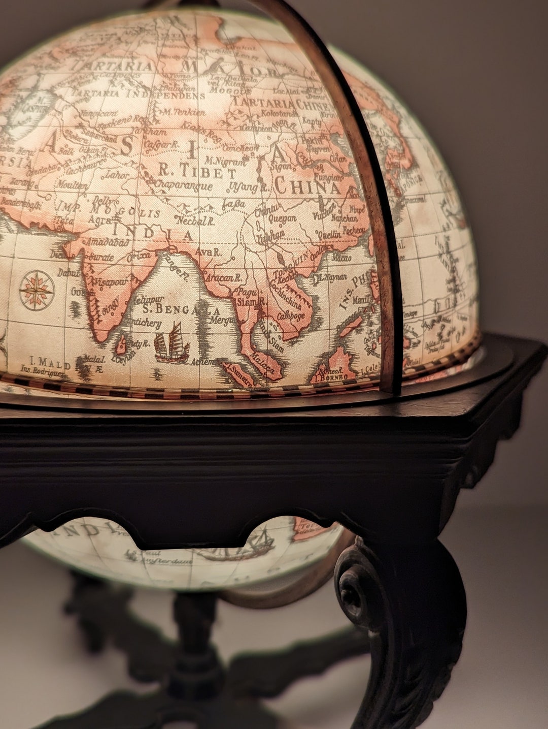Vintage Globe Lamp Tabletop Old World Globe Map - Etsy