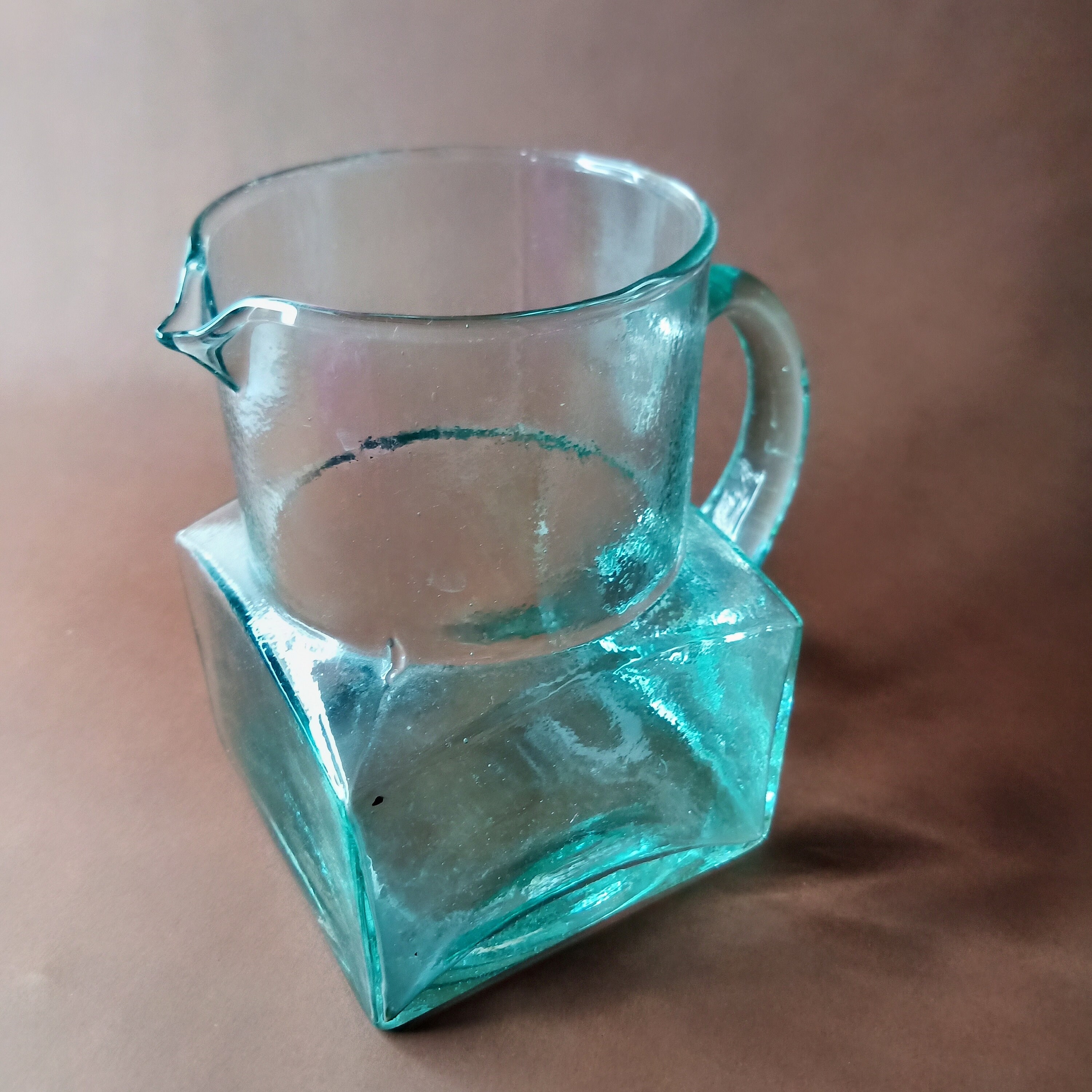Midcentury Modern Thick Green Glass Pitcher Possible Le - Etsy