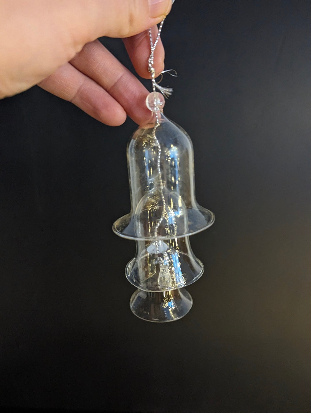 3-tier Nesting Bell, Transparent Vintage Delicate Clear Glass Ornament ...