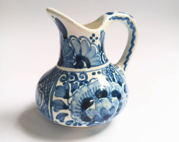 Small Delft Blue Pitcher With a Handle, Dutch Handpainted Ceramic ...