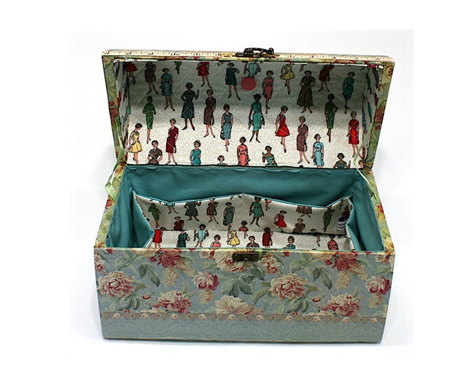 Large Sewing Box Basket Upcycled Vintage Style 13x8x8.5, Handmade ...