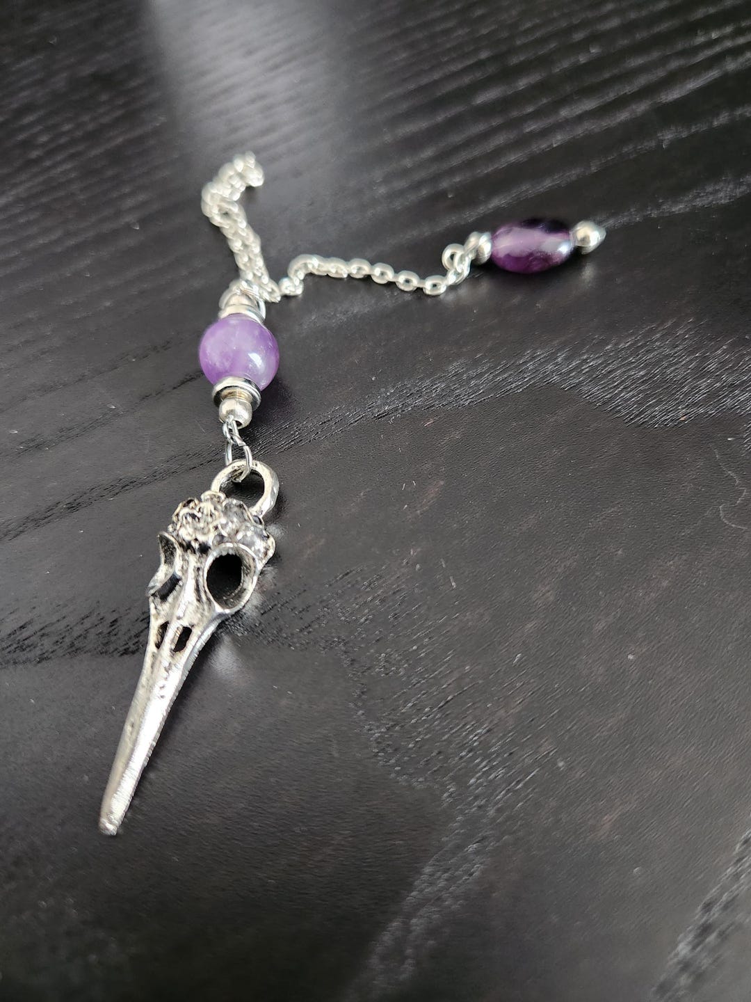 Amethyst & Bird Skull Pendulum Scrying Dowsing Alter Tools Divination ...