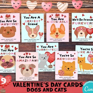 Editable Printable Puppy Valentine's Day Cards Kids School DIY Puppy ...
