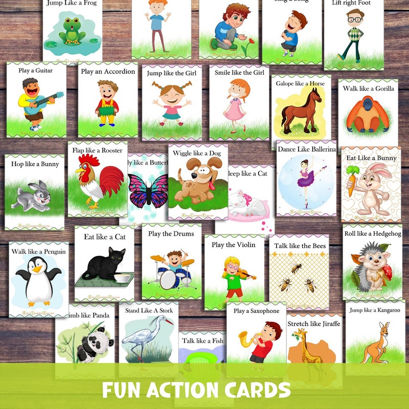 Animal Action Cards - Etsy