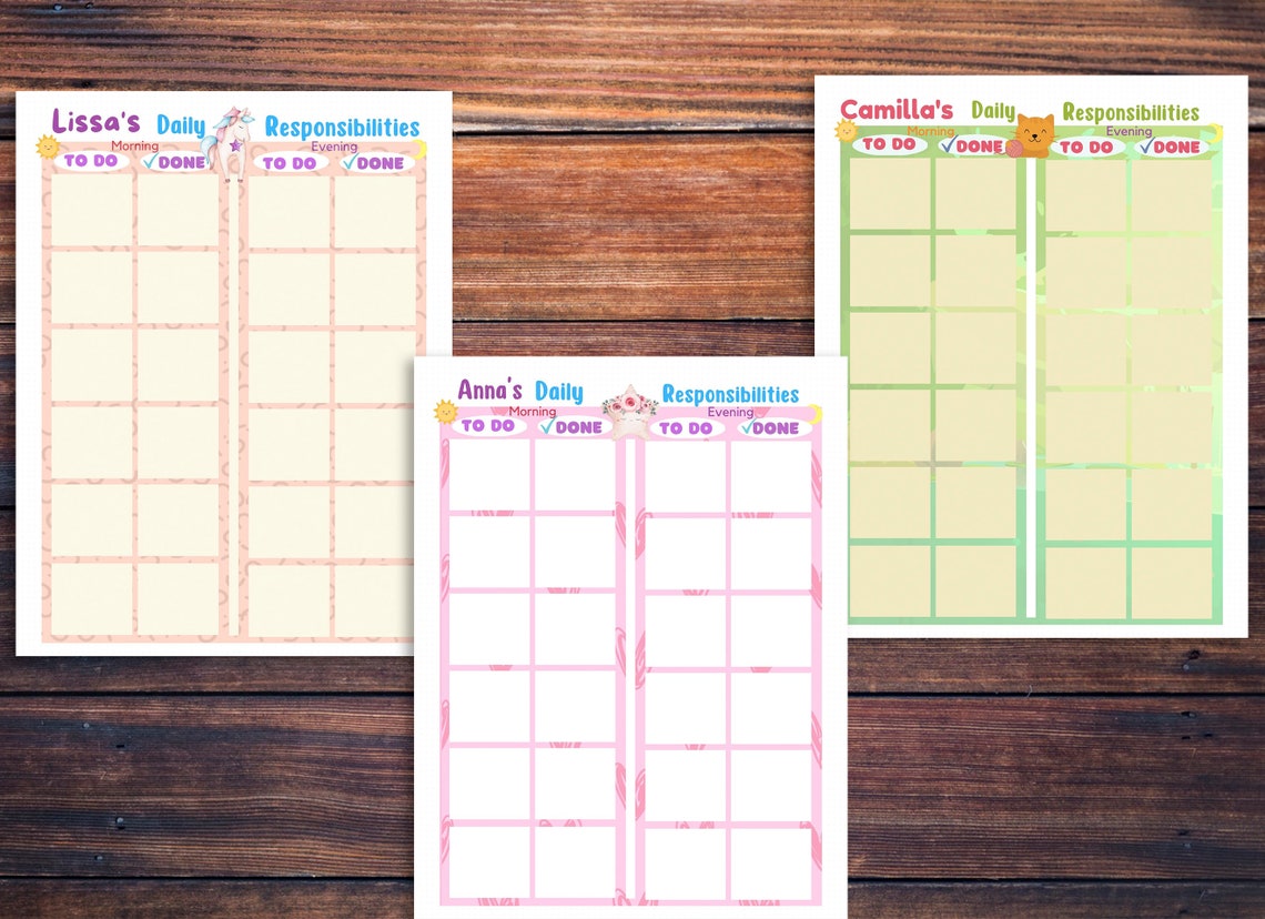 Visual Daily Routine Chart With Cards Morning Evening Schedule for Kids ...