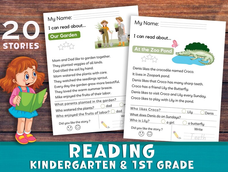 Kindergarten at Home Reading Worksheets Comprehension Printable ...