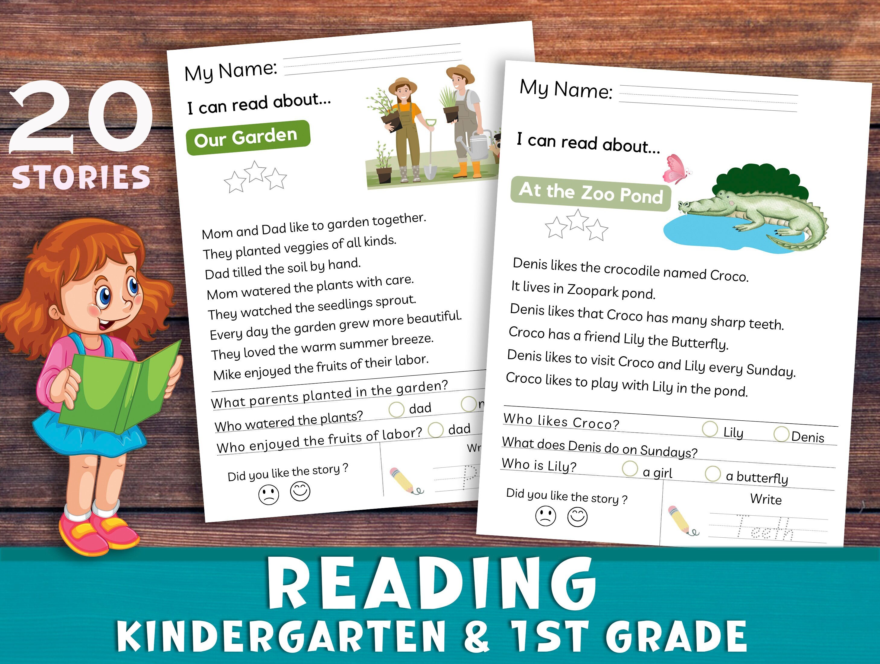 Kindergarten at Home Reading Worksheets Comprehension Printable ...