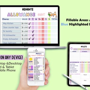 Editable Chore Charts Multiple Kids Daily Checklist Bundle, School ...