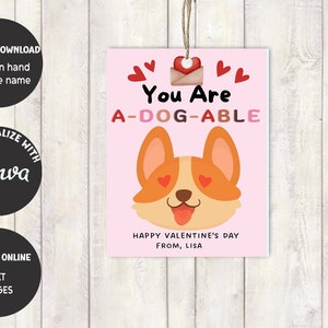 Editable Printable Puppy Valentine's Day Cards Kids School DIY Puppy ...