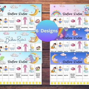 Kids Bedtime Routine Flip Chart Editable Printable, Visual Schedule for ...