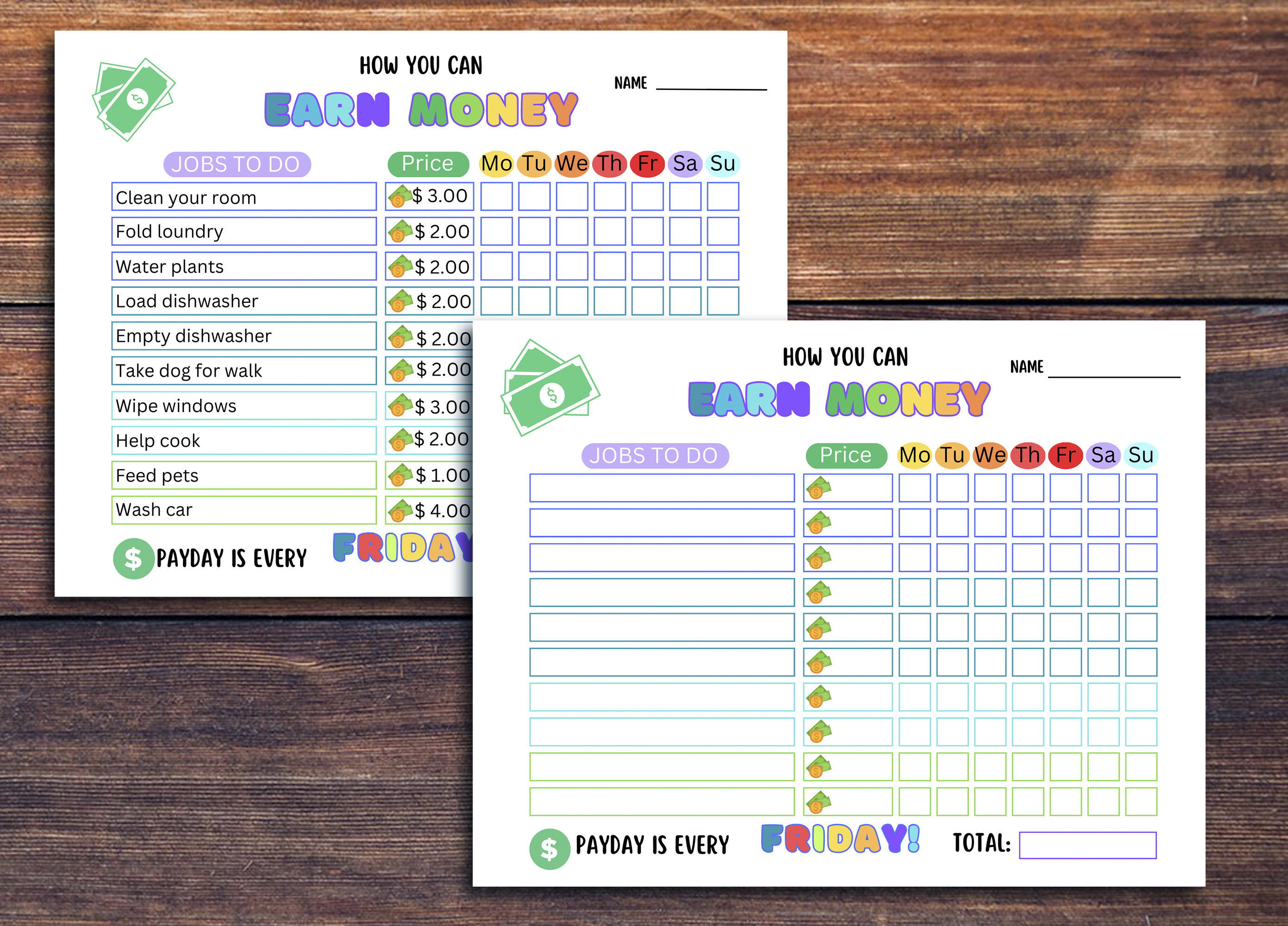 Money Chore Chart for Kids, How to Earn Money for Kids, Editable ...