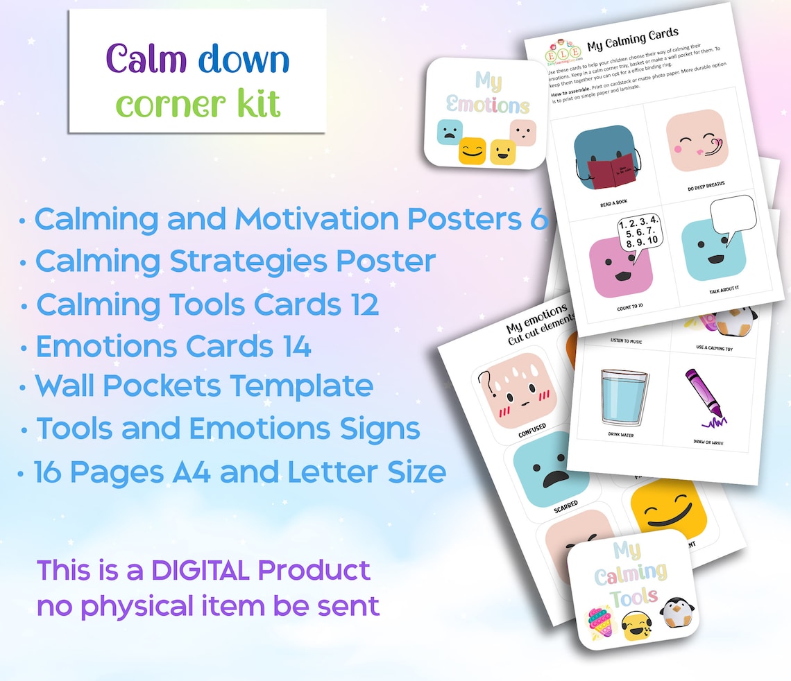 Calm Down Corner Kit. Printable Set for Kids Classroom Preschool ...