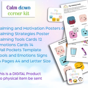 Calm Down Corner Kit. Printable Set for Kids Nursery Room or Classroom ...