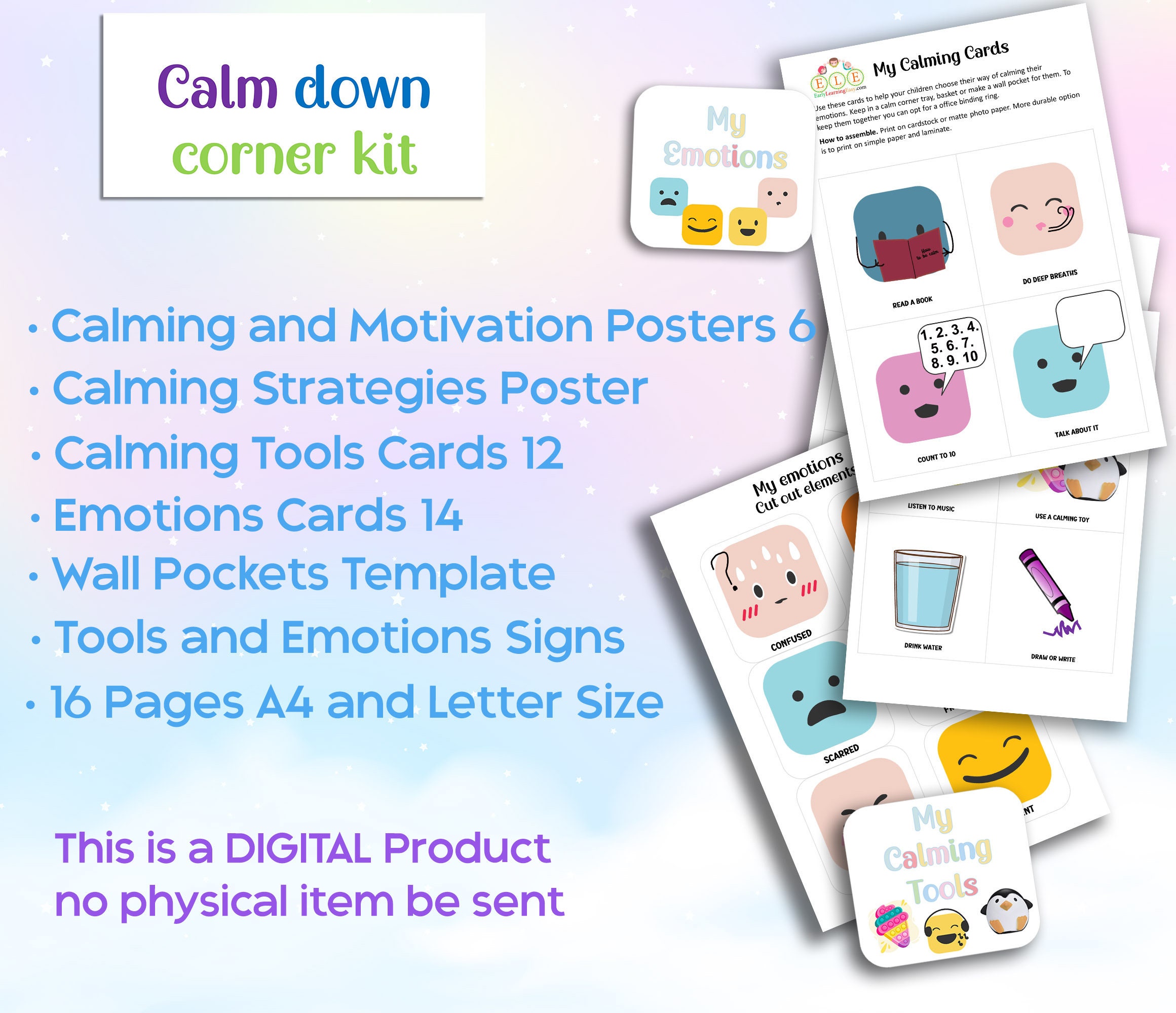 Calm Down Corner Kit. Printable Set for Kids Classroom Preschool ...