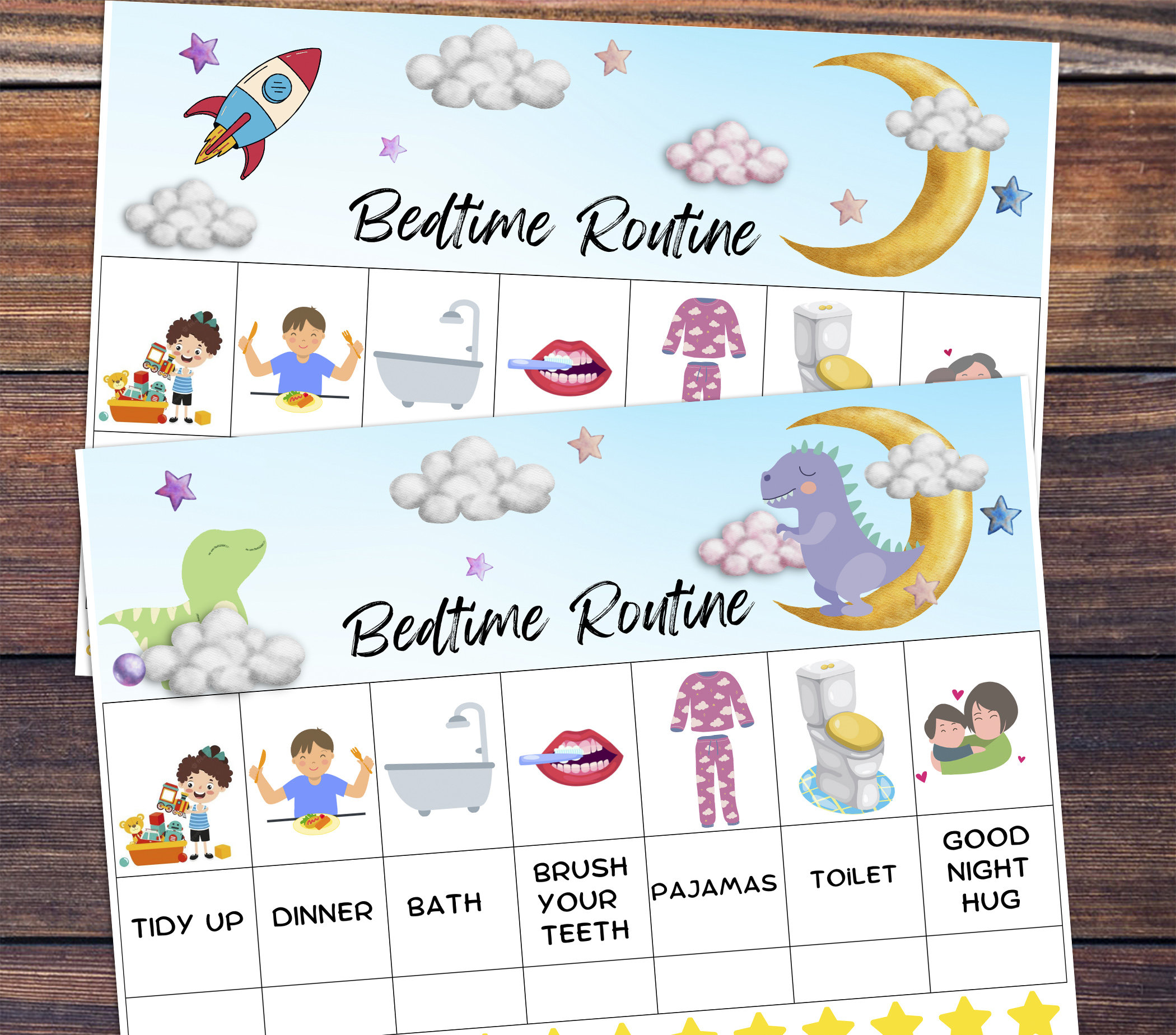 Toddler Bed Time Routine Chart. Editable Printable Chore Chart, Visual ...