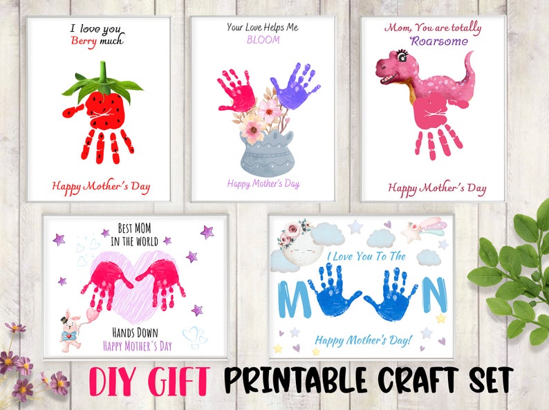 Mother's Day Gift Printable Set of 5 Wall Art Bundle, Custom Printable ...