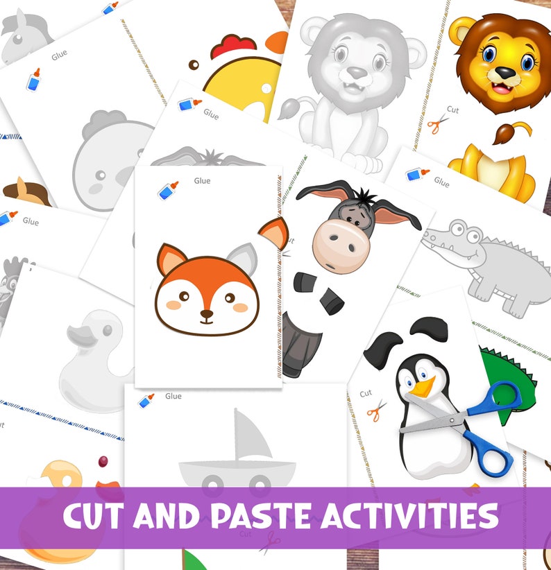 Cut and Paste Kids Activities Printable. Scissor Practice. - Etsy