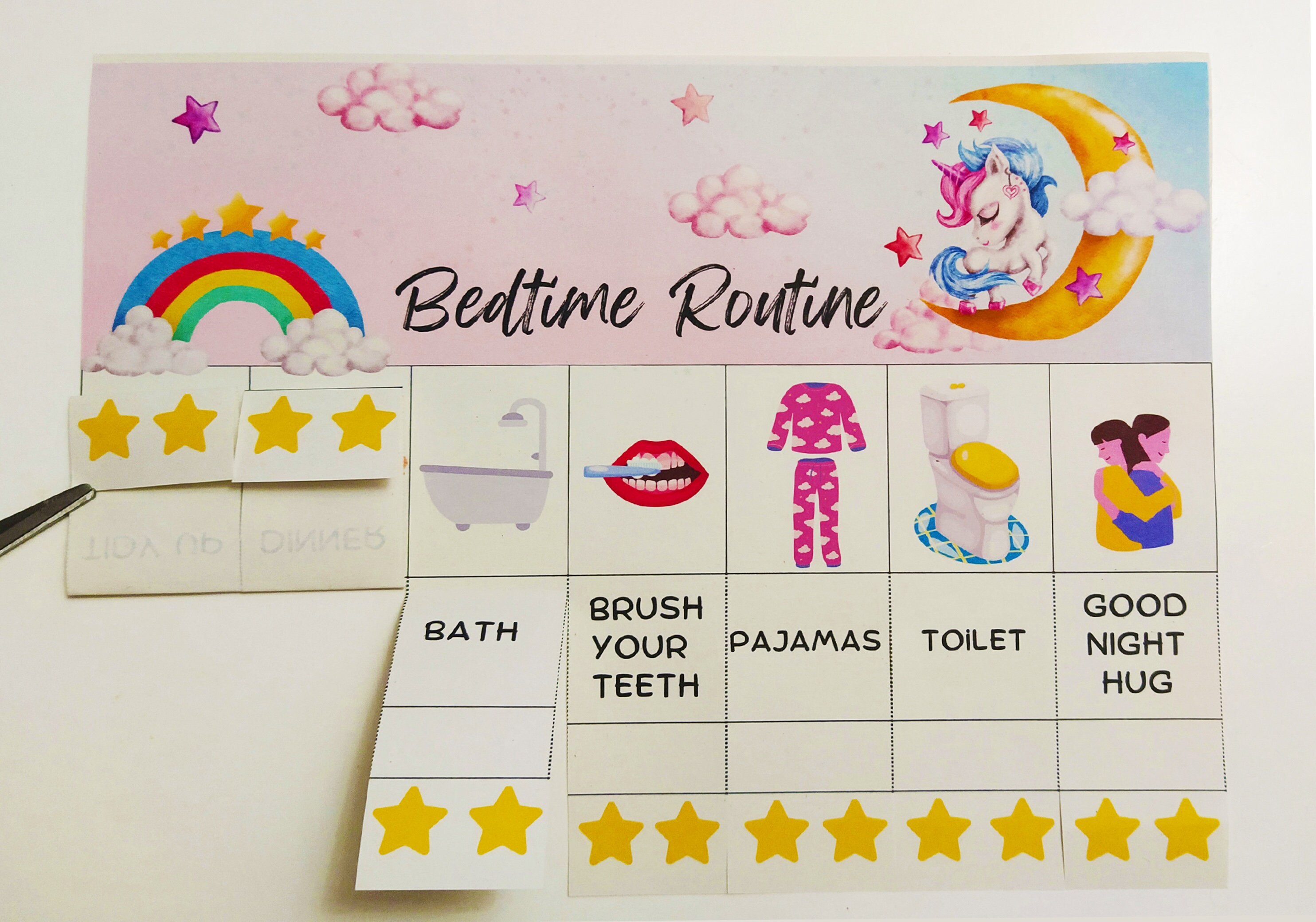 Toddler Bed Time Routine Chart. Editable Printable Chore Chart, Visual ...