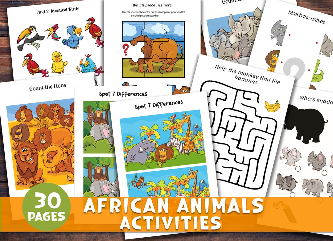 Safari Animals Preschool Worksheet Activities. Travel Printable. Fun ...