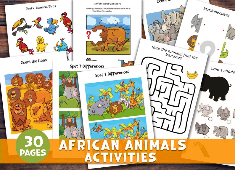 Safari Animals Preschool Worksheet Activities. Travel Printable. Fun ...
