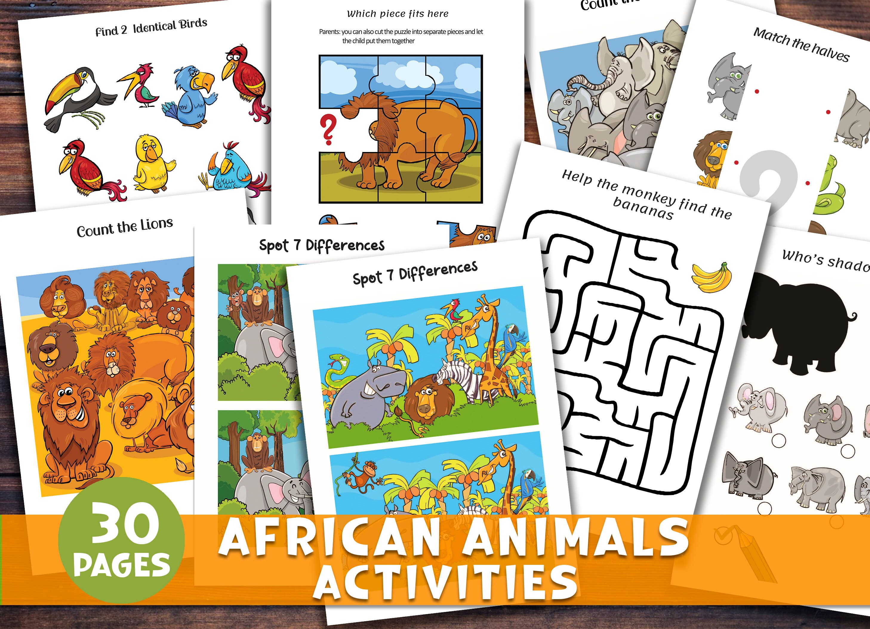 Safari Animals Preschool Worksheet Activities. Travel Printable. Fun ...