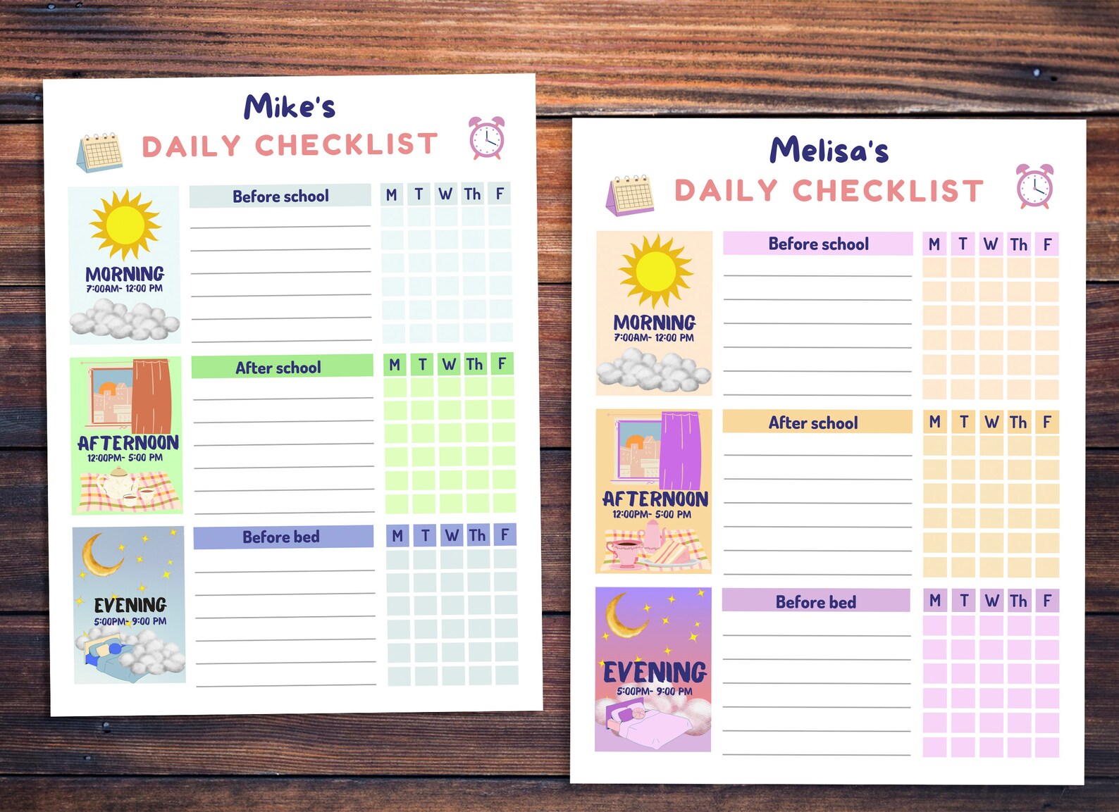 Kids Editable Daily Chore Chart. School Checklist Schedule Printable ...