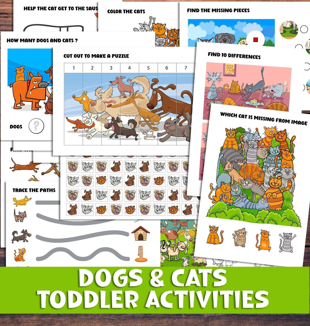 Cats and Dogs Activities for Toddlers. Worksheet Activities for ...