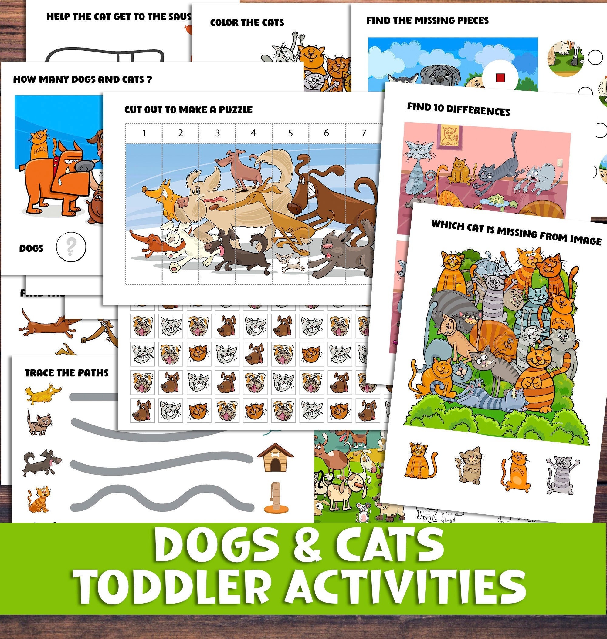 Cats and Dogs Activities for Toddlers. Worksheet Activities for ...
