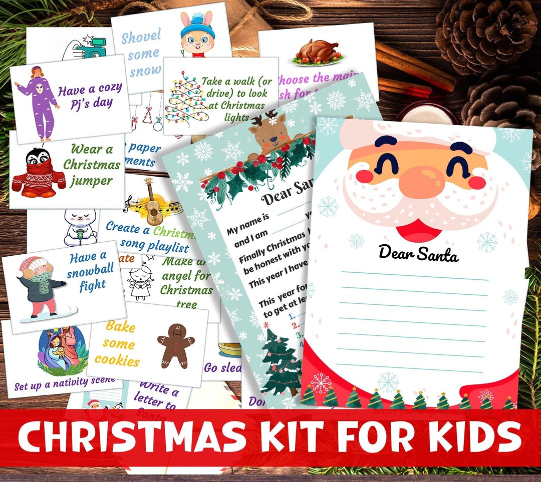 Christmas Activity Cards Kit: Advent Calendar, Letter to Santa (PDF) - Etsy