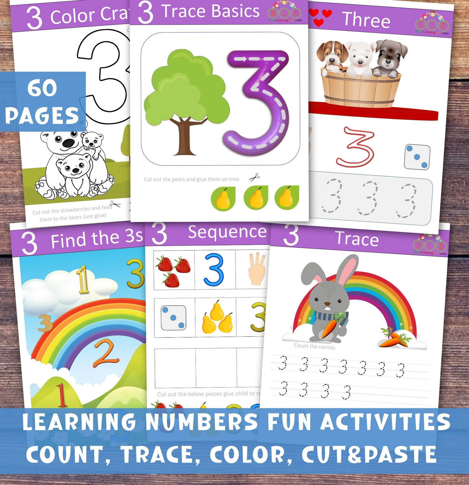 Preschool Learning Numbers and Counting. Numbers Practice - Etsy