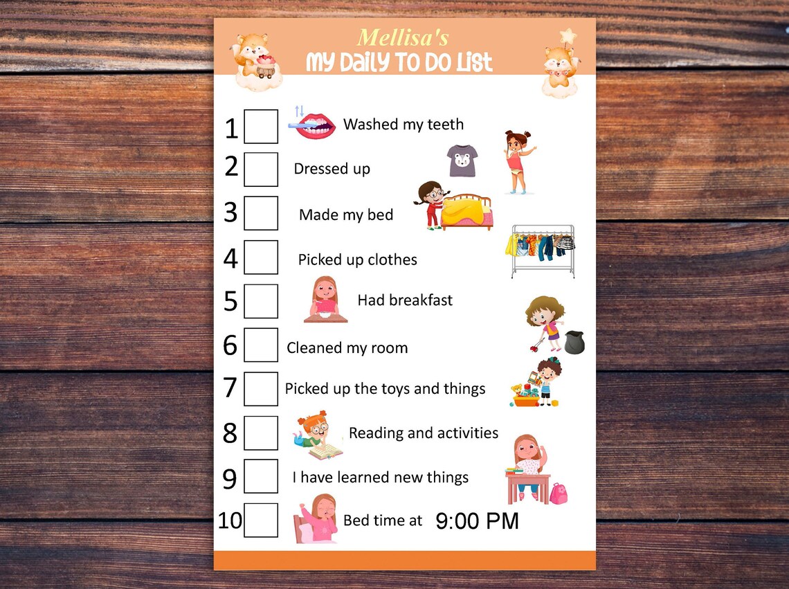 Editable Kids Daily Routine Checklist. Morning Routine, Kids Bedtime ...