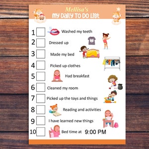 Editable Kids Daily Routine Checklist. Morning Routine, Kids Bedtime ...