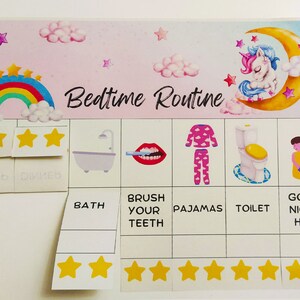 Unicorn Bed Time Routine Chart for Toddlers. Printable Chore Chart ...