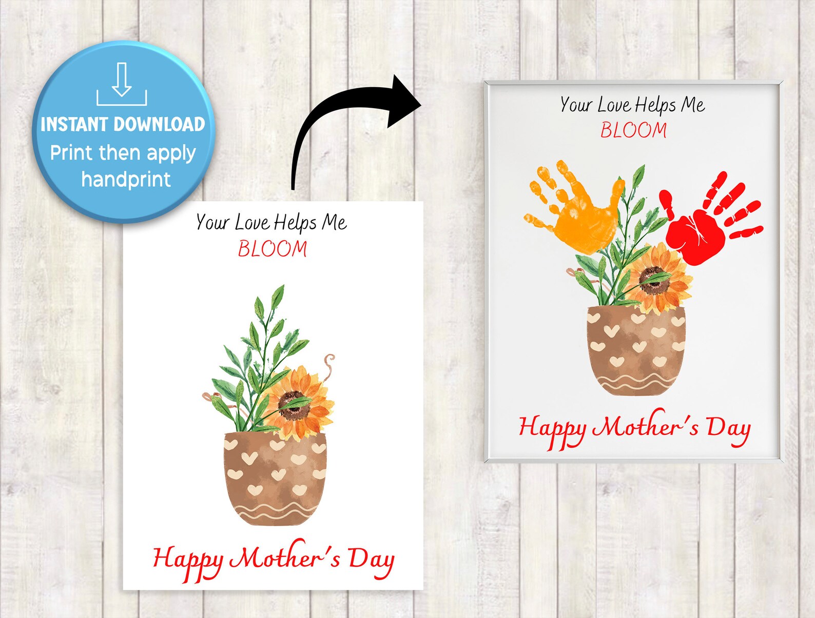 Flower Pot Mother's Day Gift Printable Craft, Custom Printable Gifts ...