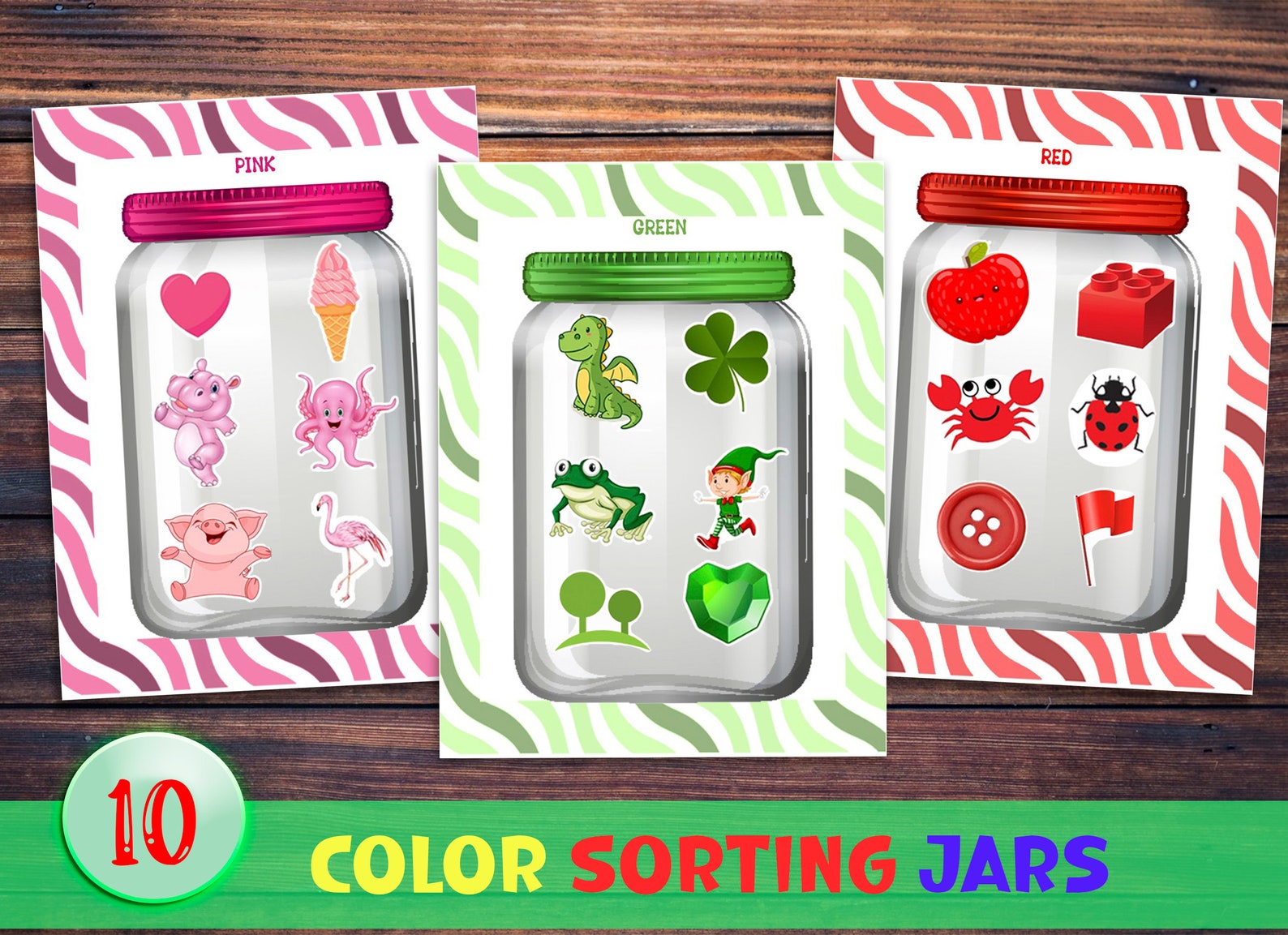 Color Sorting Jars, Learning Colors, Busy Book Printable, Toddler ...