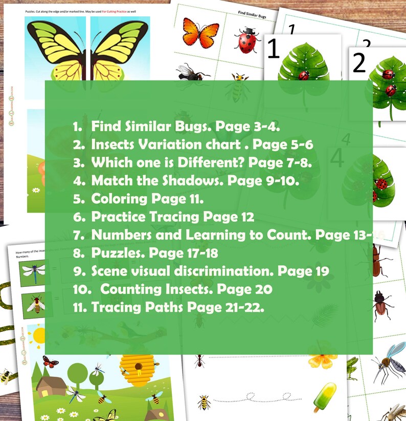 Insects Preschool Printable Worksheets. Nature Learning Activities for ...