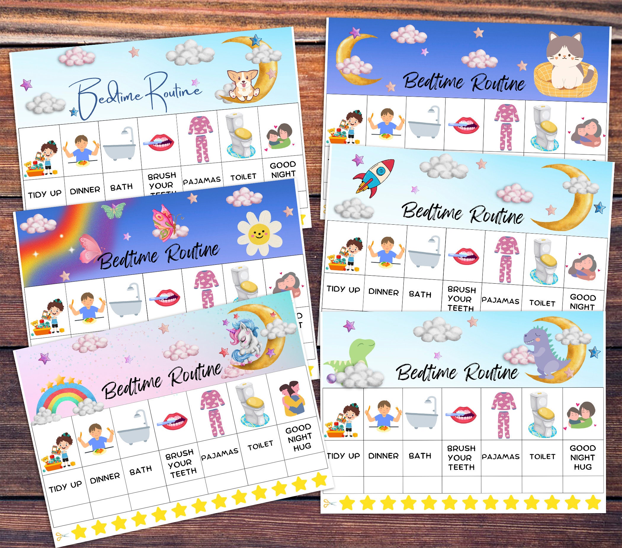 Toddler Bed Time Routine Chart. Editable Printable Chore Chart, Visual ...
