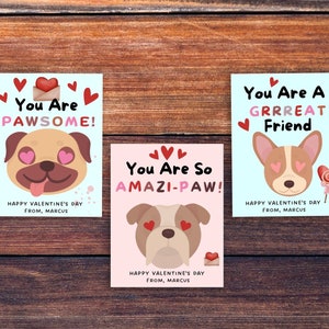 Editable Printable Puppy Valentine's Day Cards Kids School DIY Puppy ...