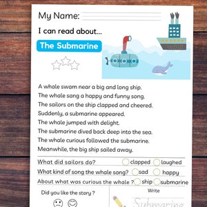 Kindergarten at Home Reading Worksheets - Comprehension Printable ...