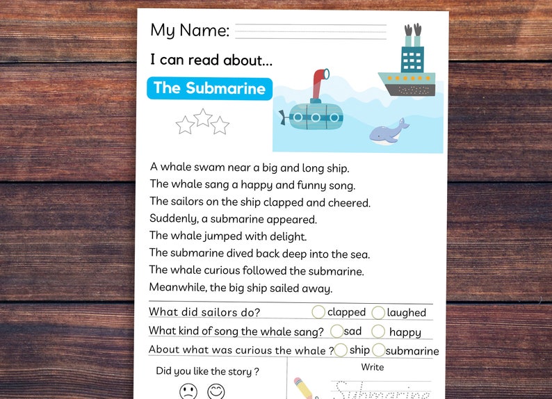Kindergarten at Home Reading Worksheets - Comprehension Printable ...