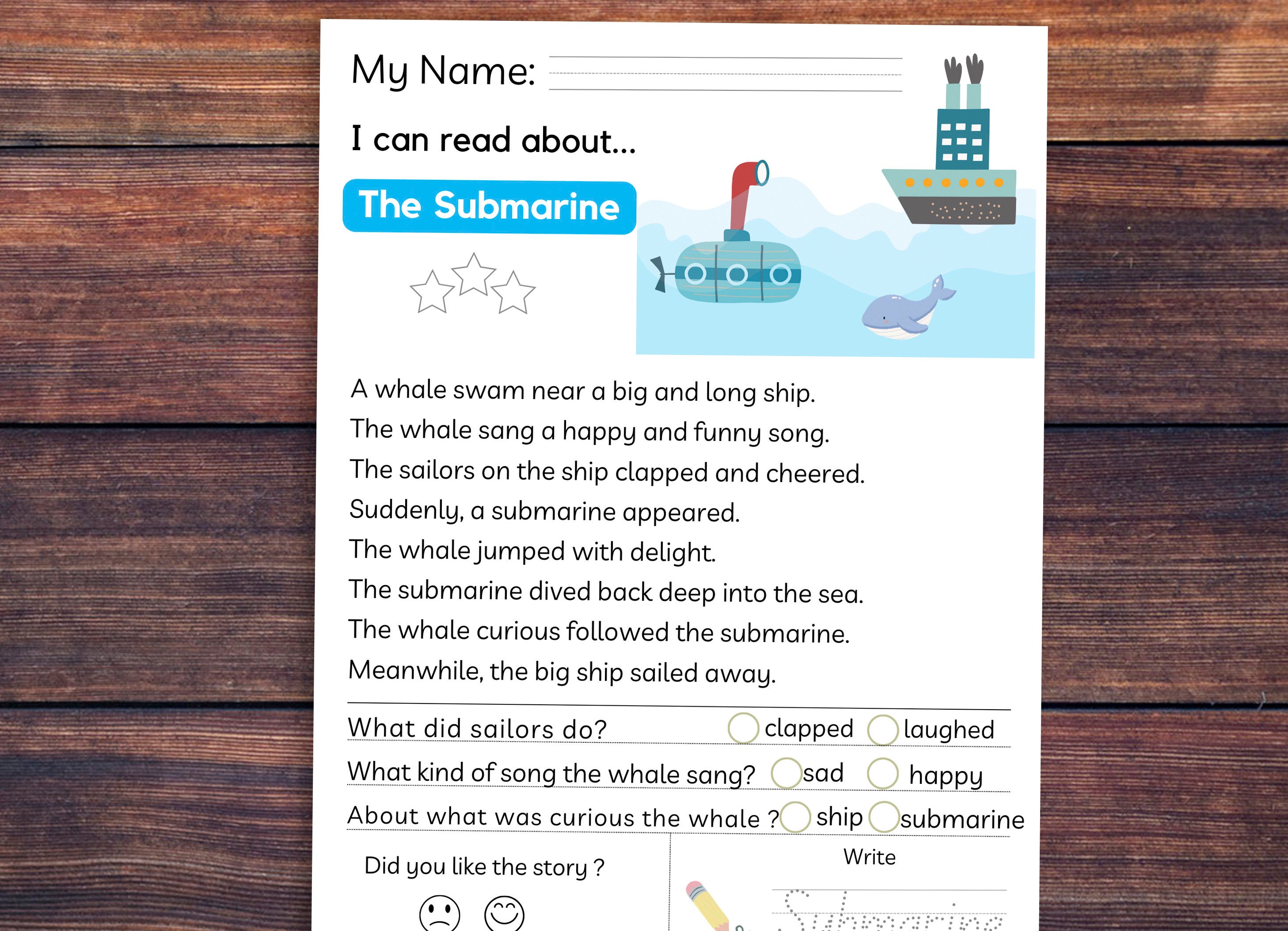 Kindergarten at Home Reading Worksheets - Comprehension Printable ...