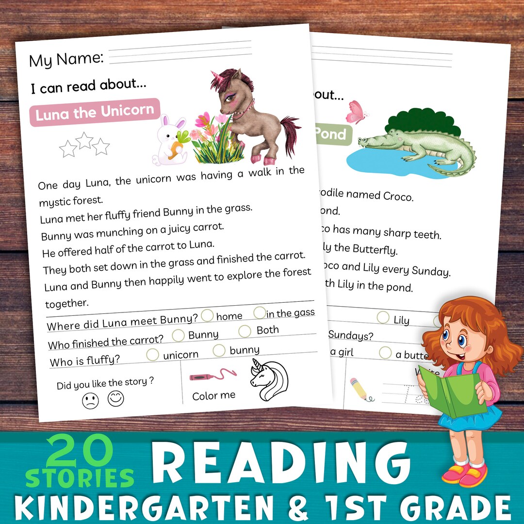 Kindergarten at Home Reading Worksheets - Comprehension Printable ...