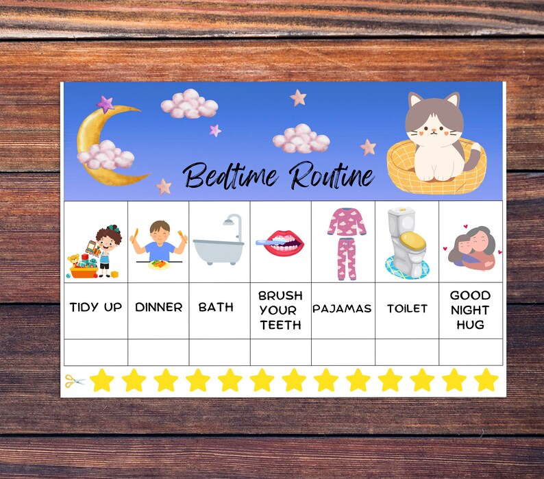 Unicorn Bed Time Routine Chart for Toddlers. Printable Chore Chart ...