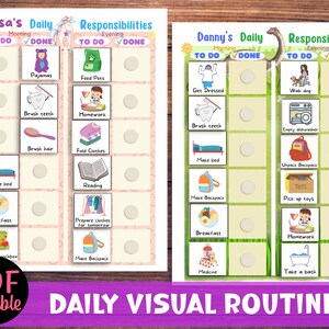 Visual Daily Routine Chart With Cards Morning Evening Schedule - Etsy