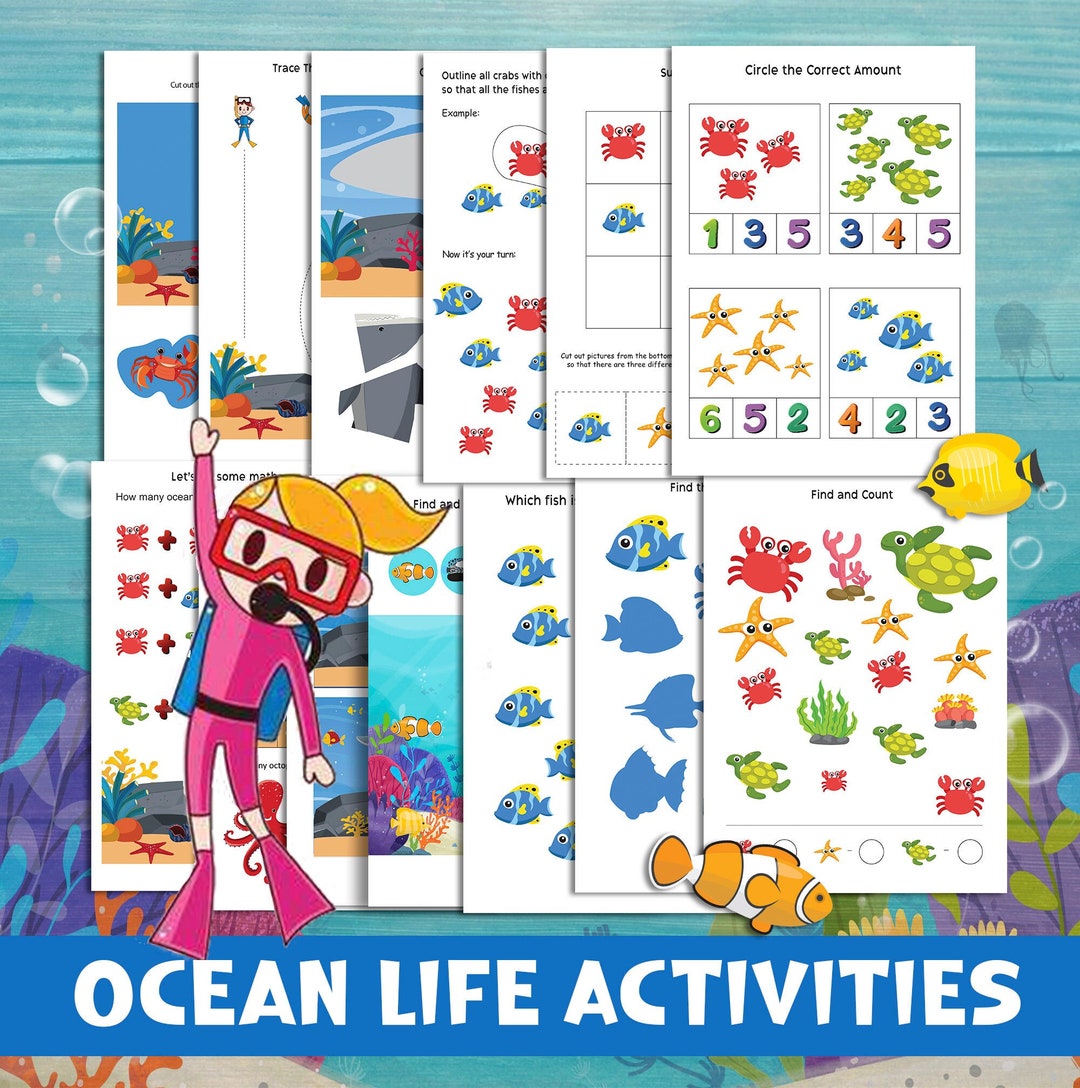 Ocean Sea Life Toddler Activities Worksheets. Preschool Learning ...